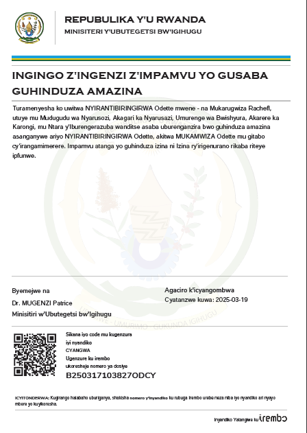 Itangazo ryo guhinduza amazina - IRIBA NEWS